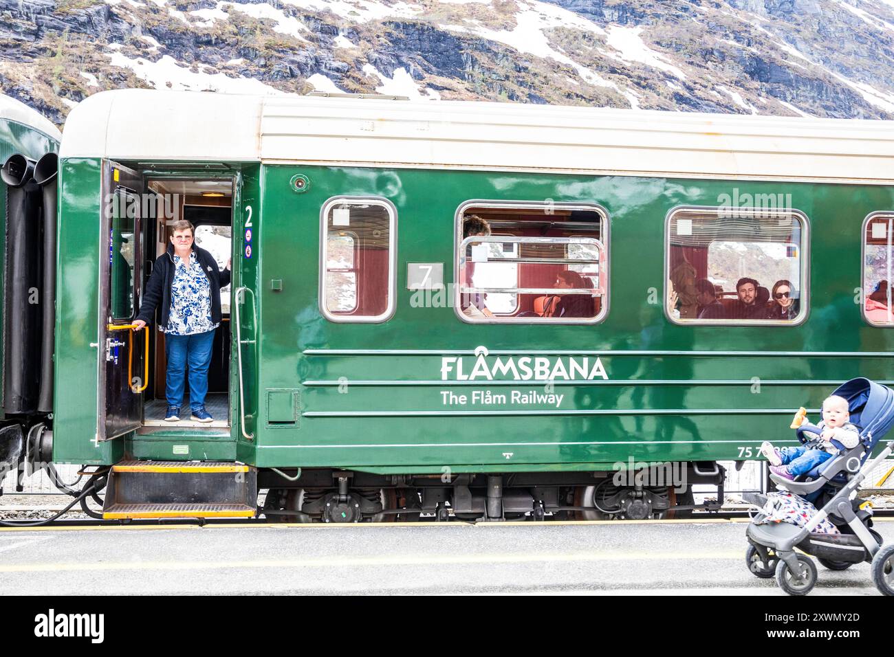 Flamsbana train in Flam Norway Stock Photo - Alamy