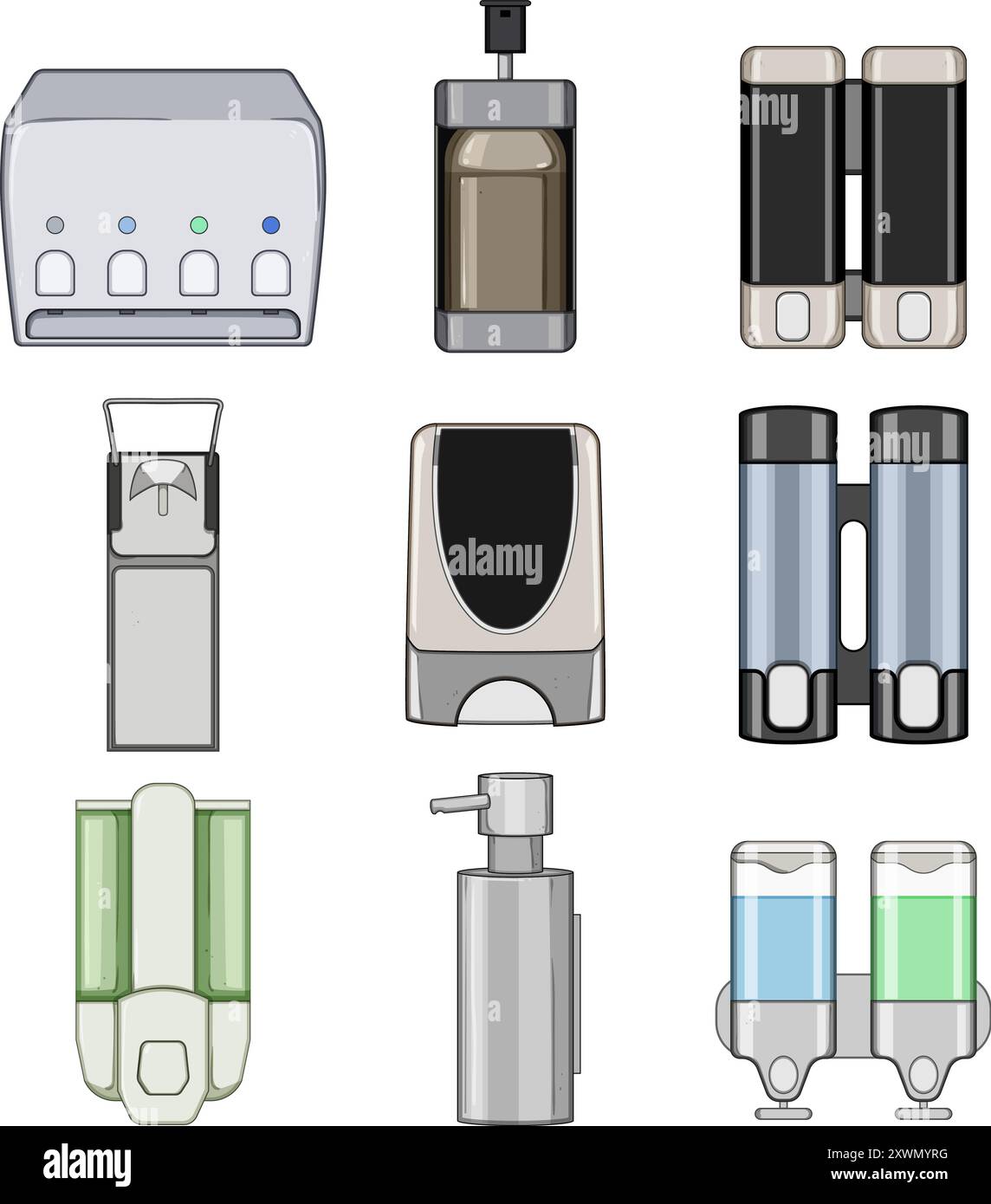 wall soap dispenser set cartoon vector illustration Stock Vector Image ...