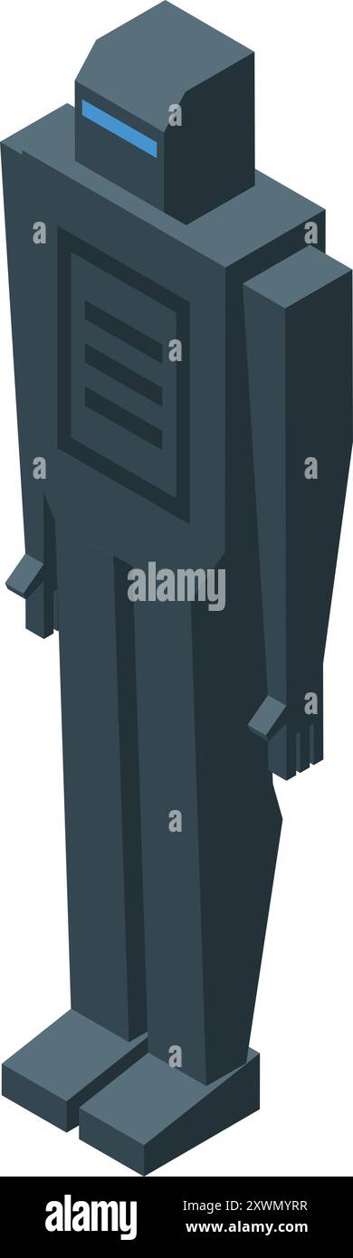 Gray robot standing with arms by its sides isometric view Stock Vector ...