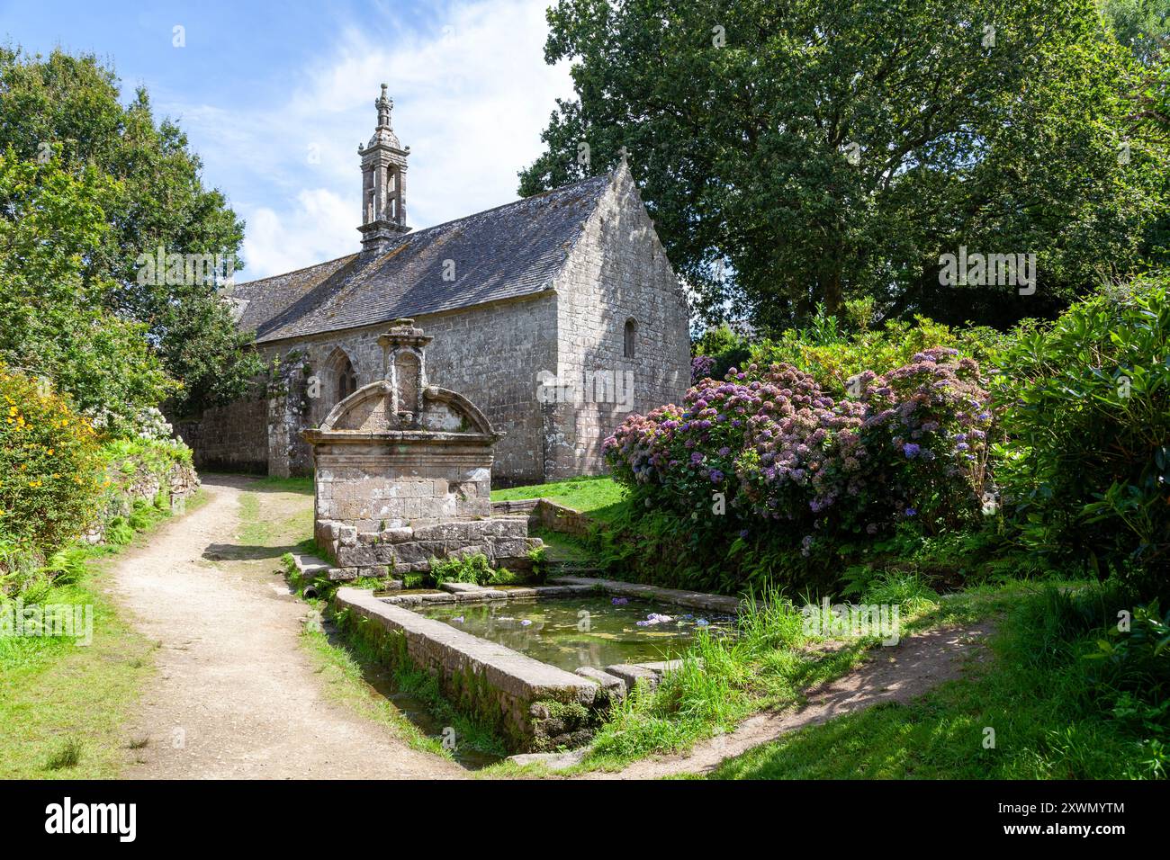The fountain at the back of the Notre-Dame-de-Bonne-Nouvelle chapel in ...