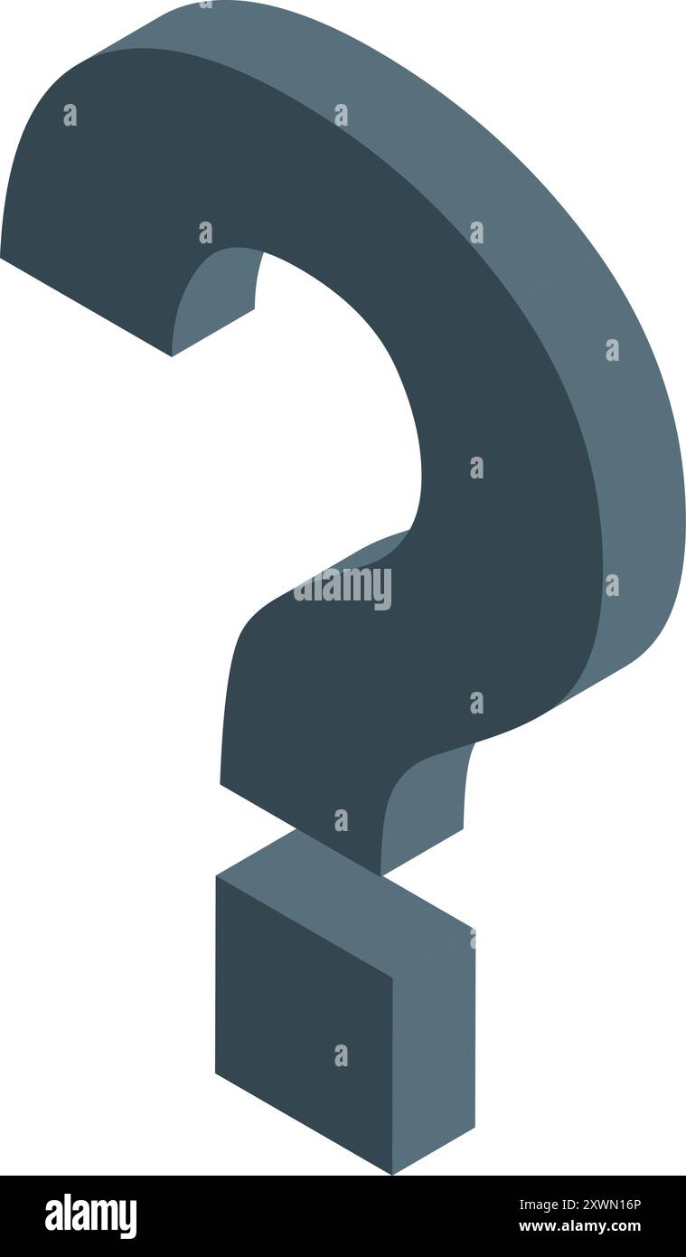 Large, gray question mark standing upright on a square base ...