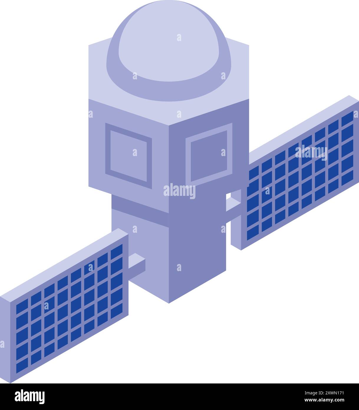 Space satellite with solar panels orbiting around earth collecting data ...