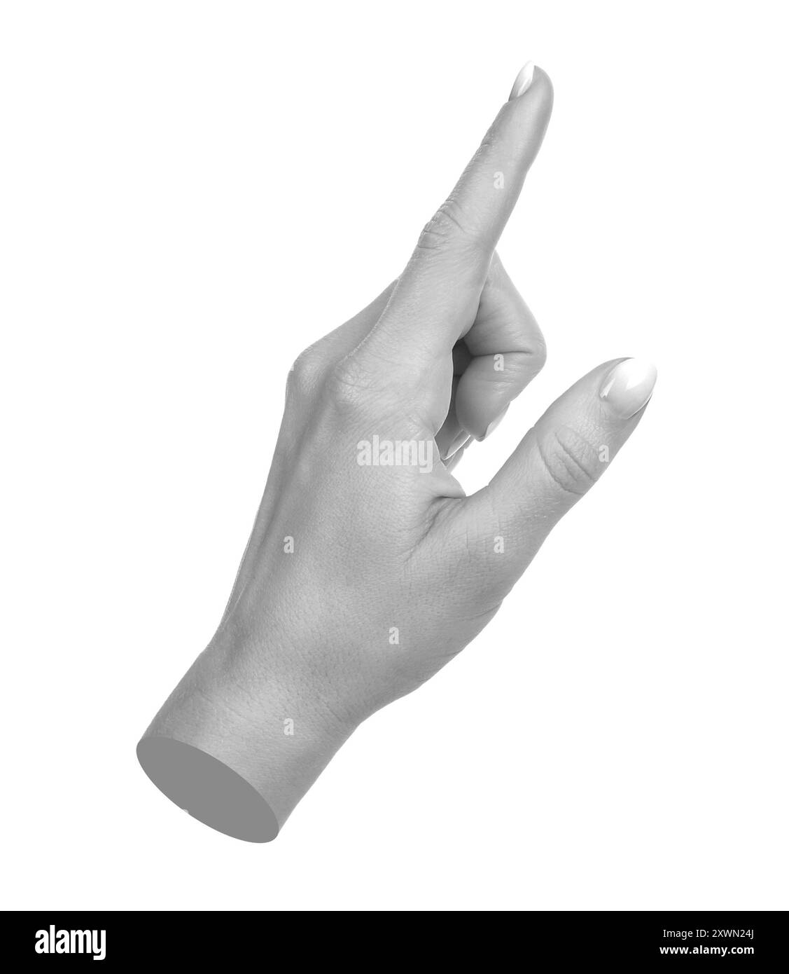 Hand shows virtual touching, isolated on a transparent background ...