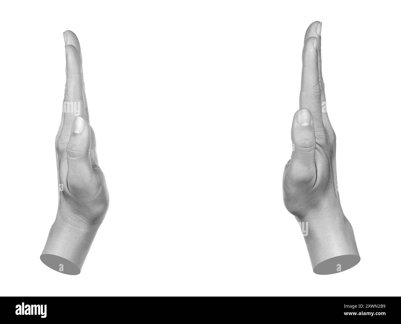 Hands shows virtual holding something isolated on a transparent ...