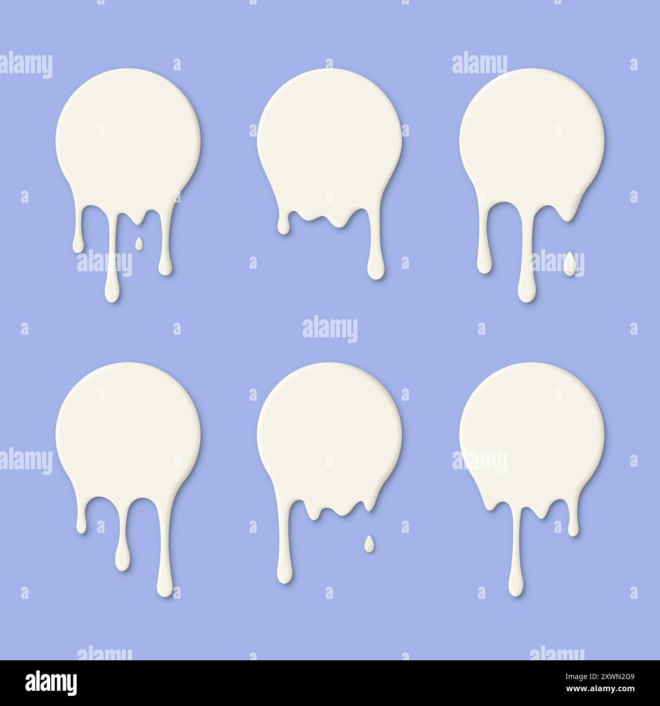 Dripping white viscous liquid around round icons, design element, milk ...