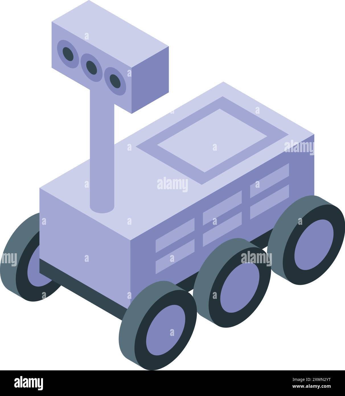 3d isometric illustration of a space rover exploring the surface of a ...