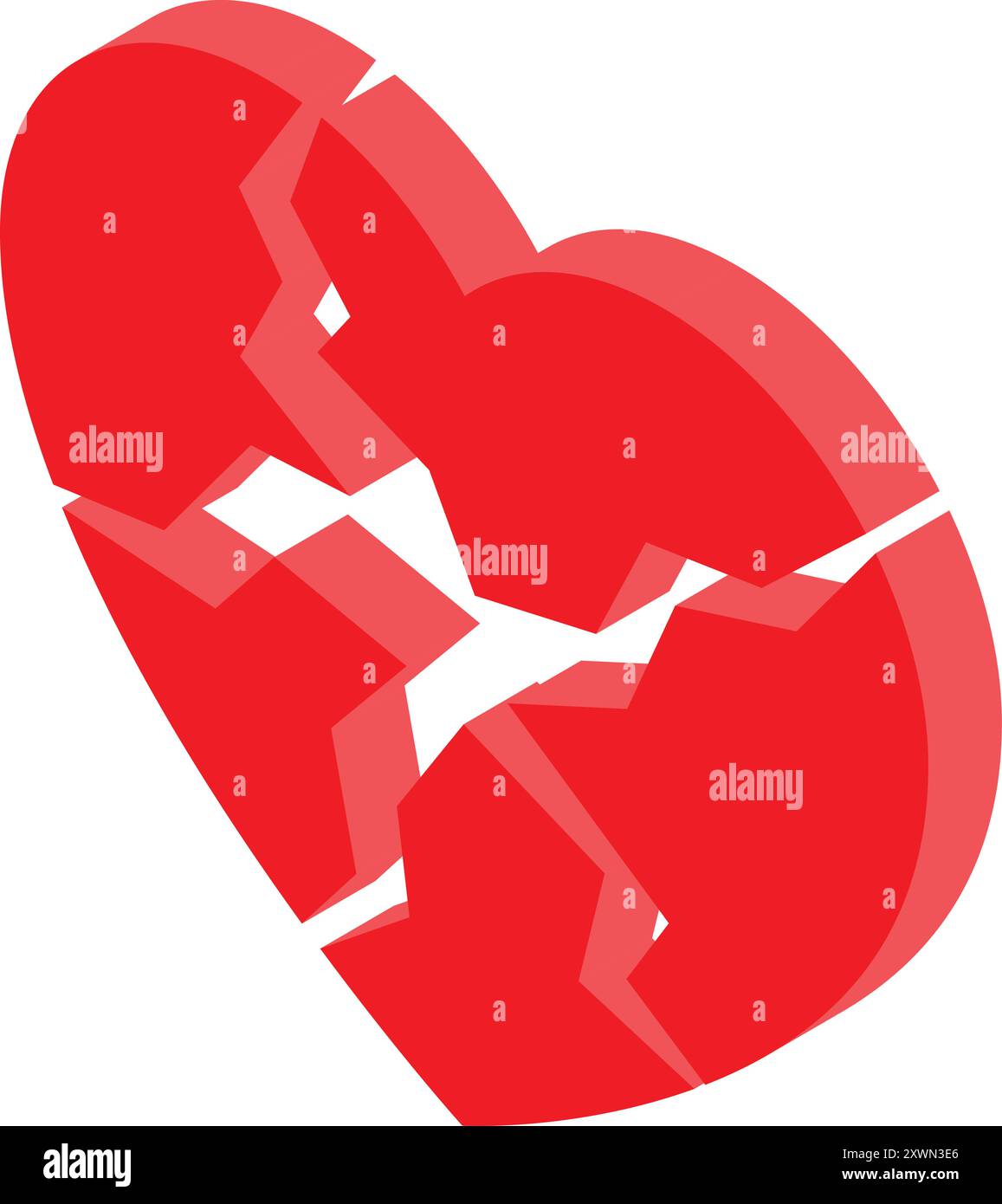 Red heart splitting apart illustrating the difficult emotions of a separation Stock Vector Image ...
