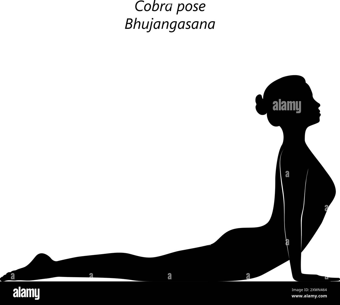 Silhouette of young woman practicing Bhujangasana yoga pose. Cobra pose ...