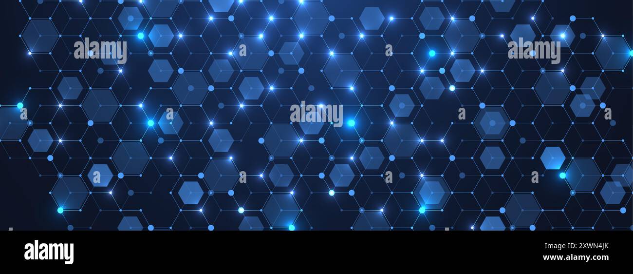 Hexagonal digital abstract background. Technology concept with lines ...