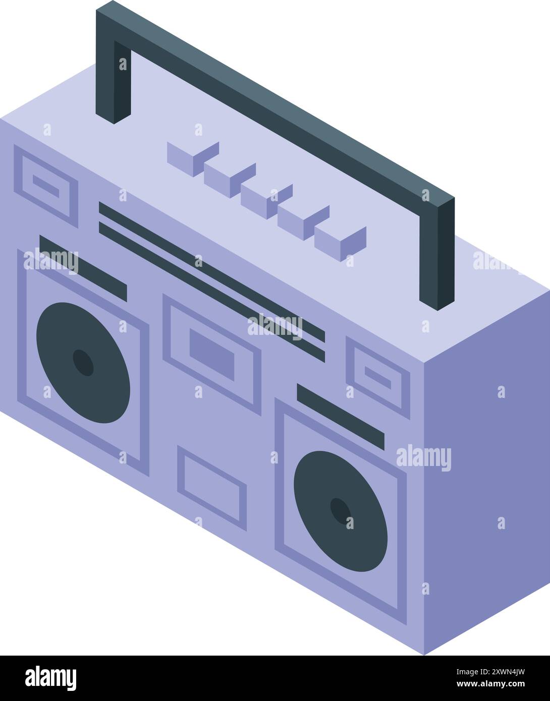 Modern boombox with a handle, playing music with buttons and speakers ...