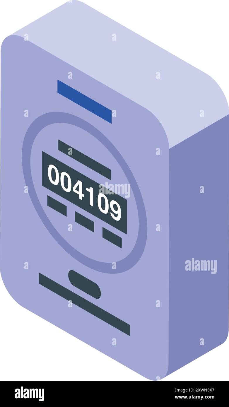 Electric meter measuring electricity consumption in isometric view ...