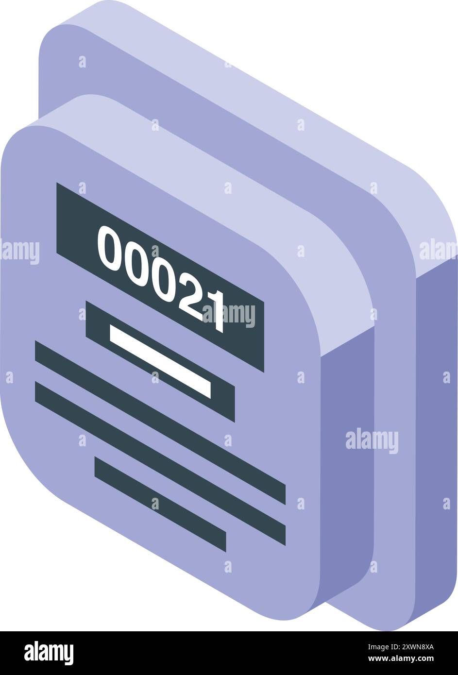 Electric meter showing energy consumption data, isometric view Stock ...
