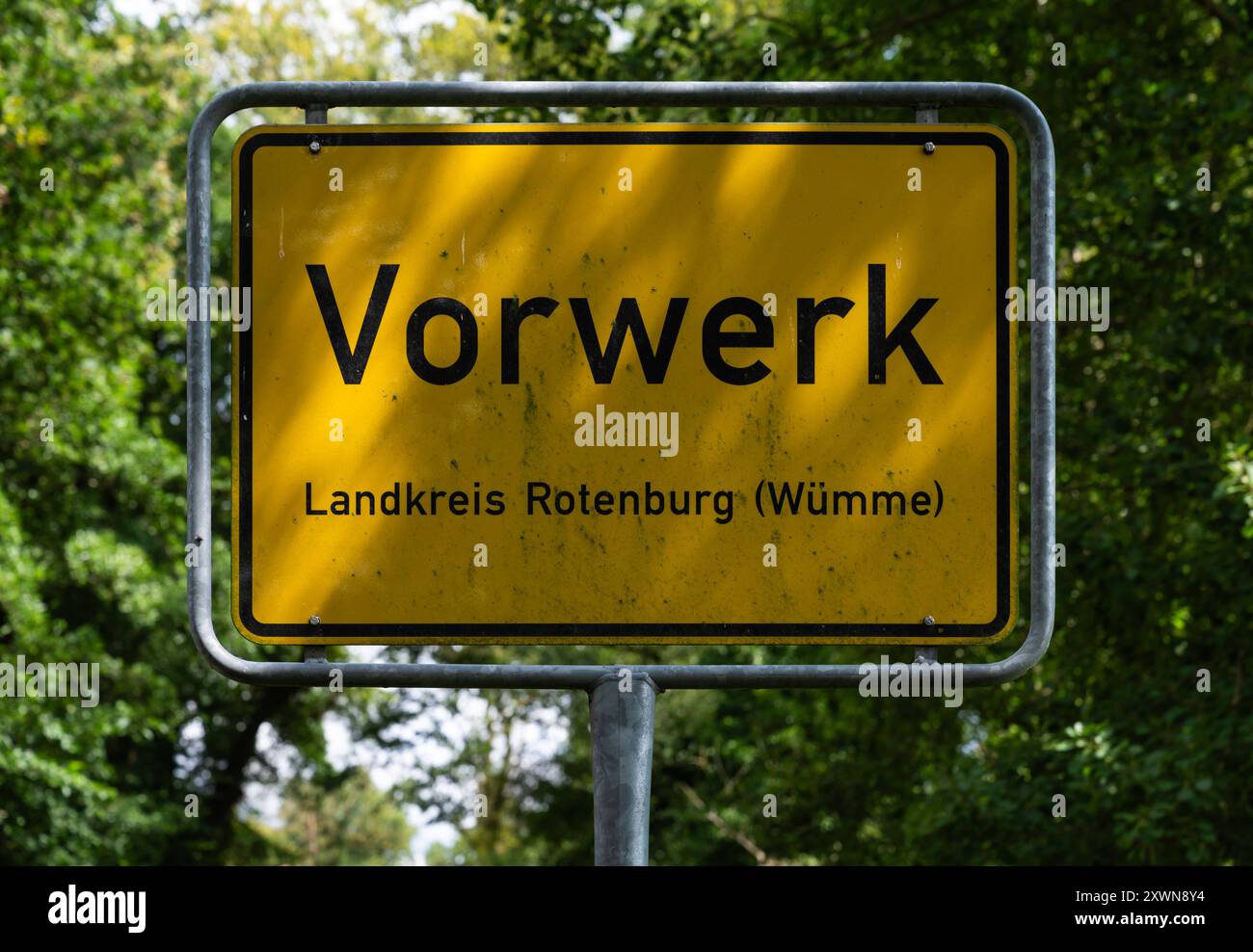 Vorwerk, Lower Saxony, Germany, July 17, 2024 - Road sign of the ...
