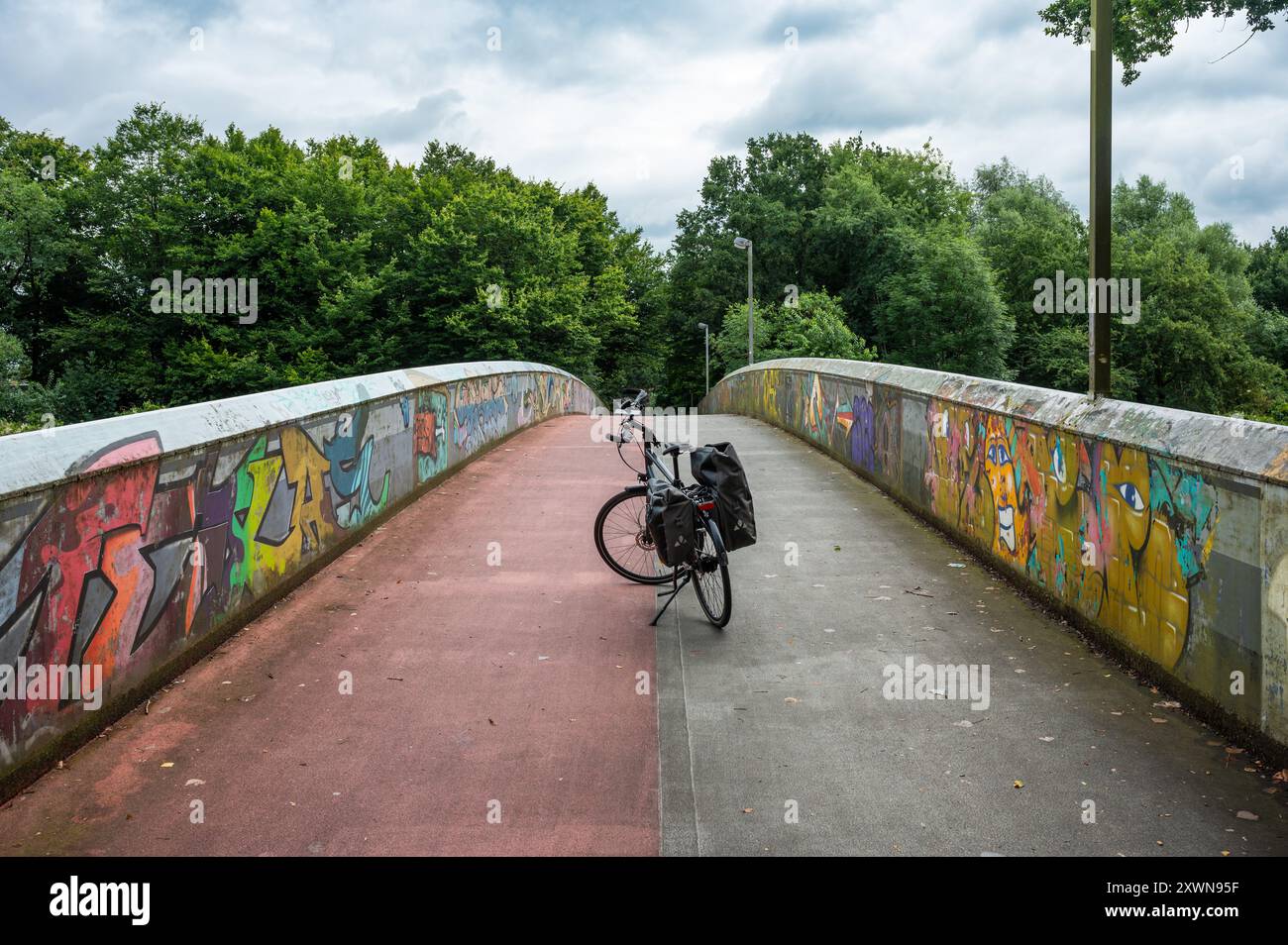 Bremen Vahr, Germany, July 17, 2024 - Trekking bike standing on a ...