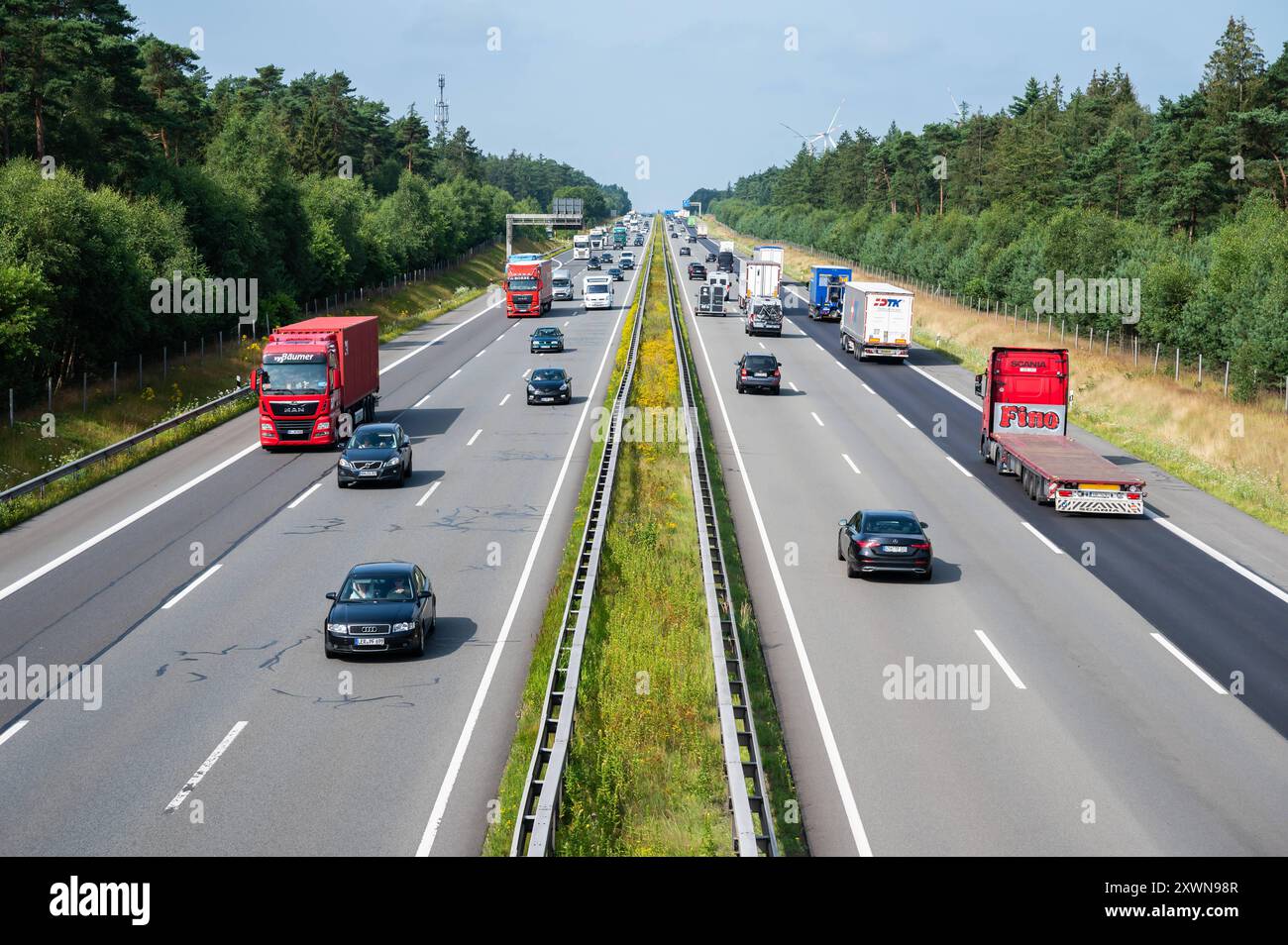 Heidenau, Germany, July 18, 2024 - Bussy traffic with cars and trucks ...