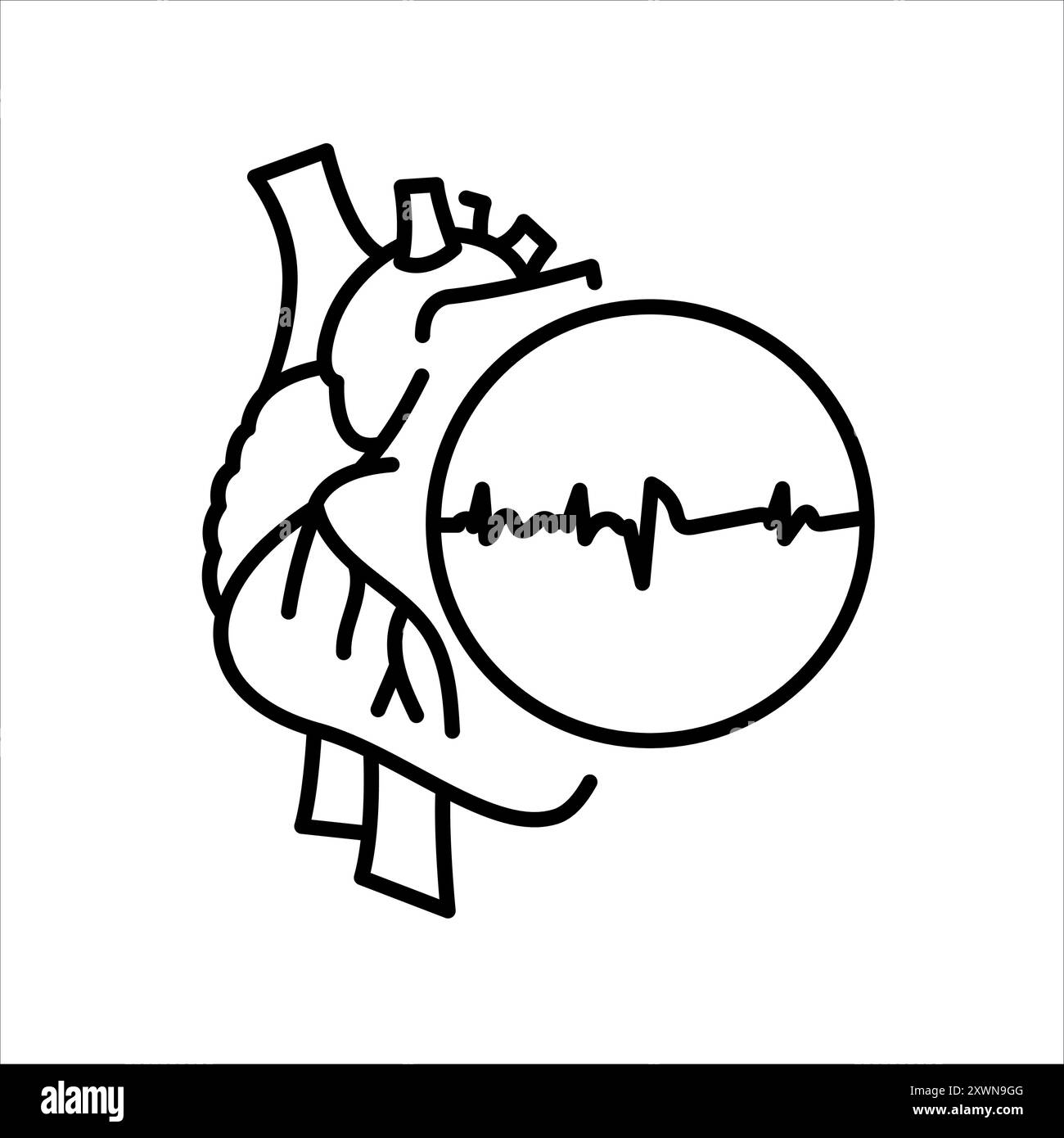Ectopic heart rhythms line black icon. Sign for web page, mobile app ...