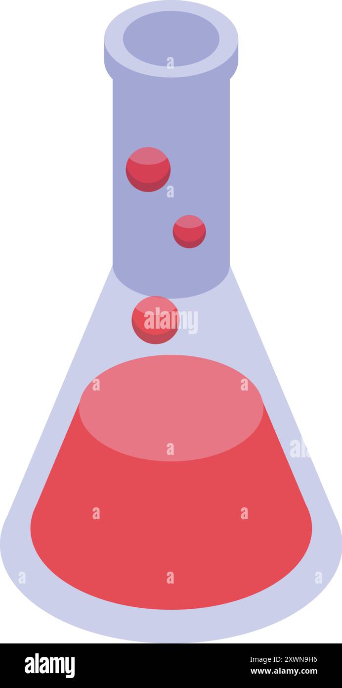 Laboratory glassware with red boiling chemical substance inside is ...
