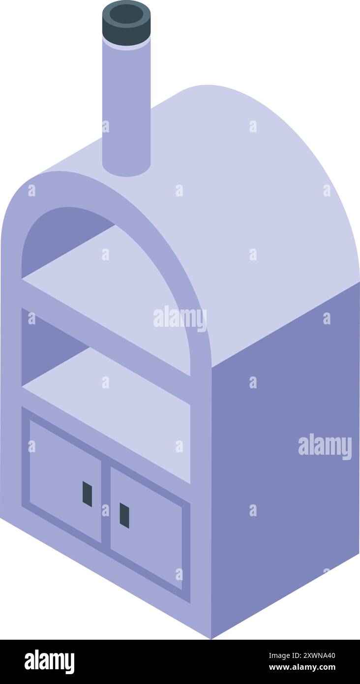 Isometric view of a traditional brick pizza oven featuring a storage ...