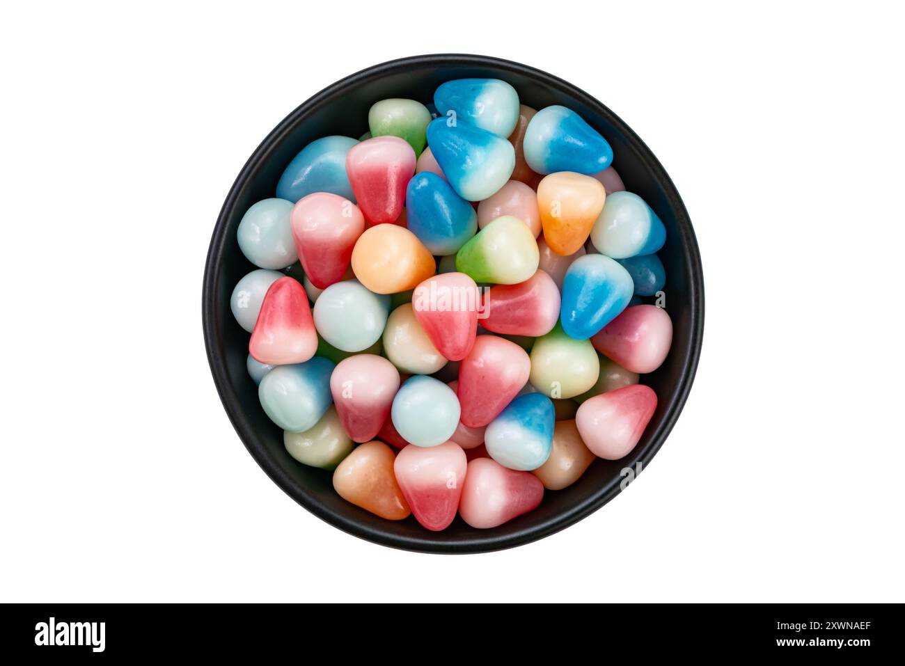 Crispy jelly.. Top view of colorful sugar coated crispy jelly in black ...