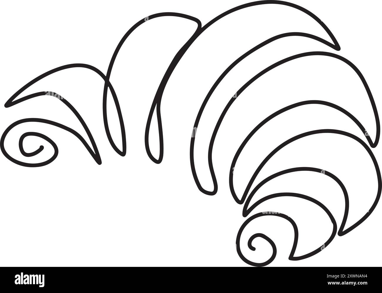 croissant drawn in one continuous line on a white background Stock ...