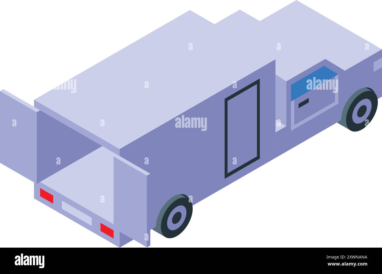 Armored encashment van with open doors for loading money, isometric ...