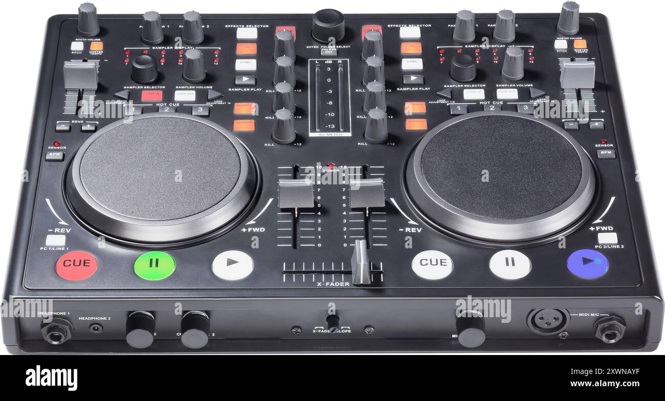 studio shot of portable DJ Control Mixer on white background Stock ...