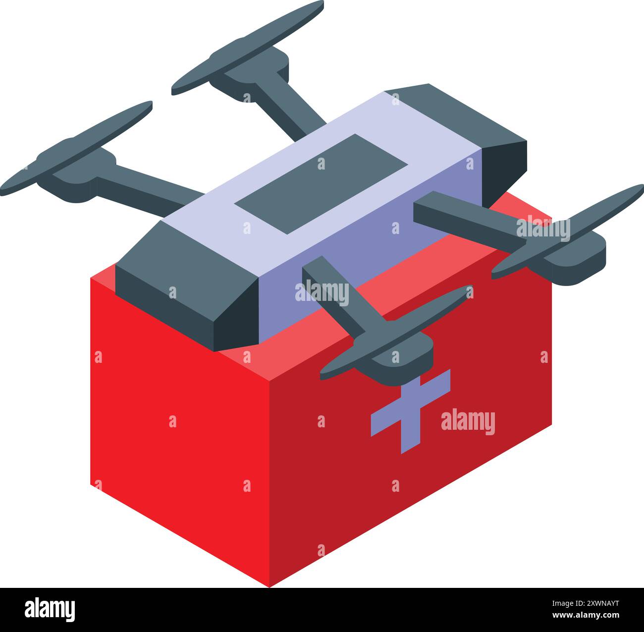 Modern drone delivering first aid kit, providing emergency medical ...