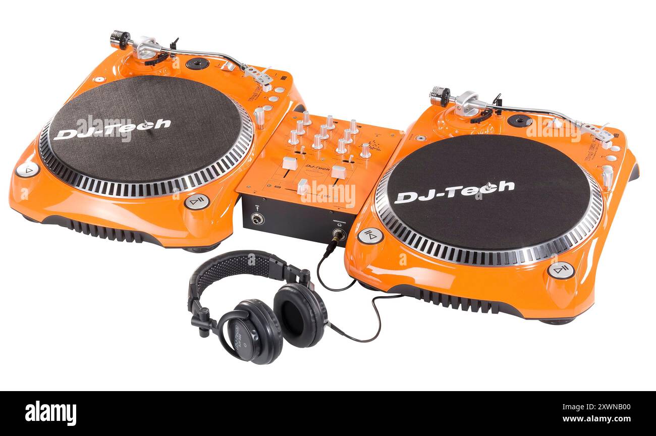 Professional DJ Equipment sound and audio mixer with buttons and ...