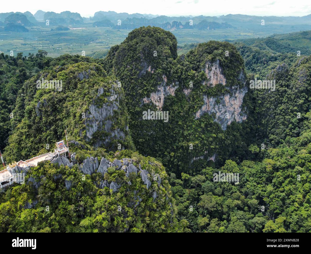 Iconic karst landscape in Krabi next to the Tiger Cave Temple, with ...