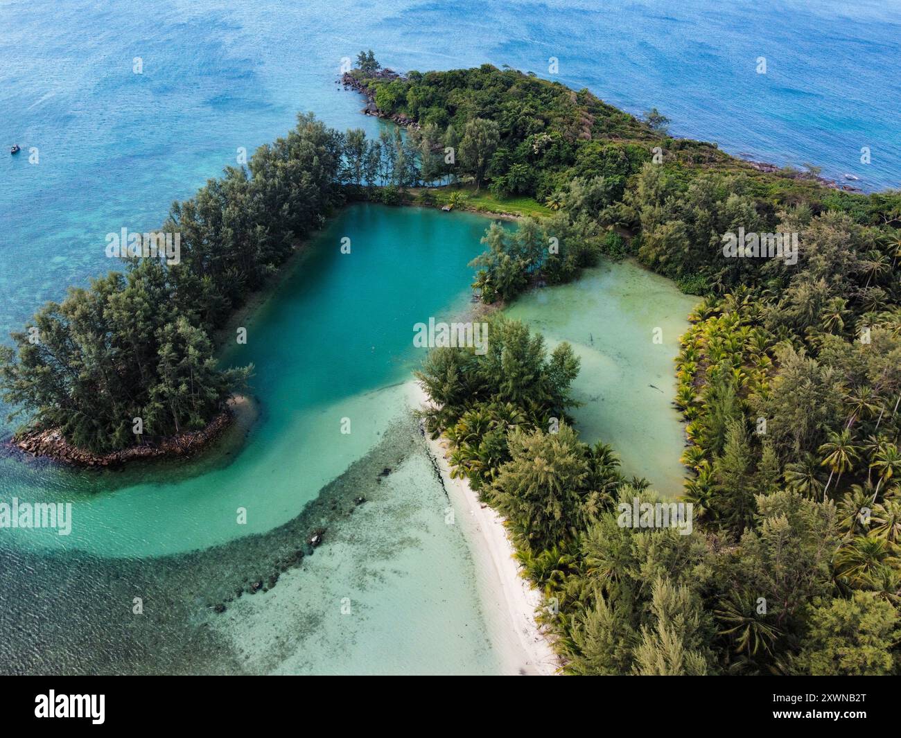 Aerial view of a small peninsula in the coast of Koh Kood Stock Photo ...