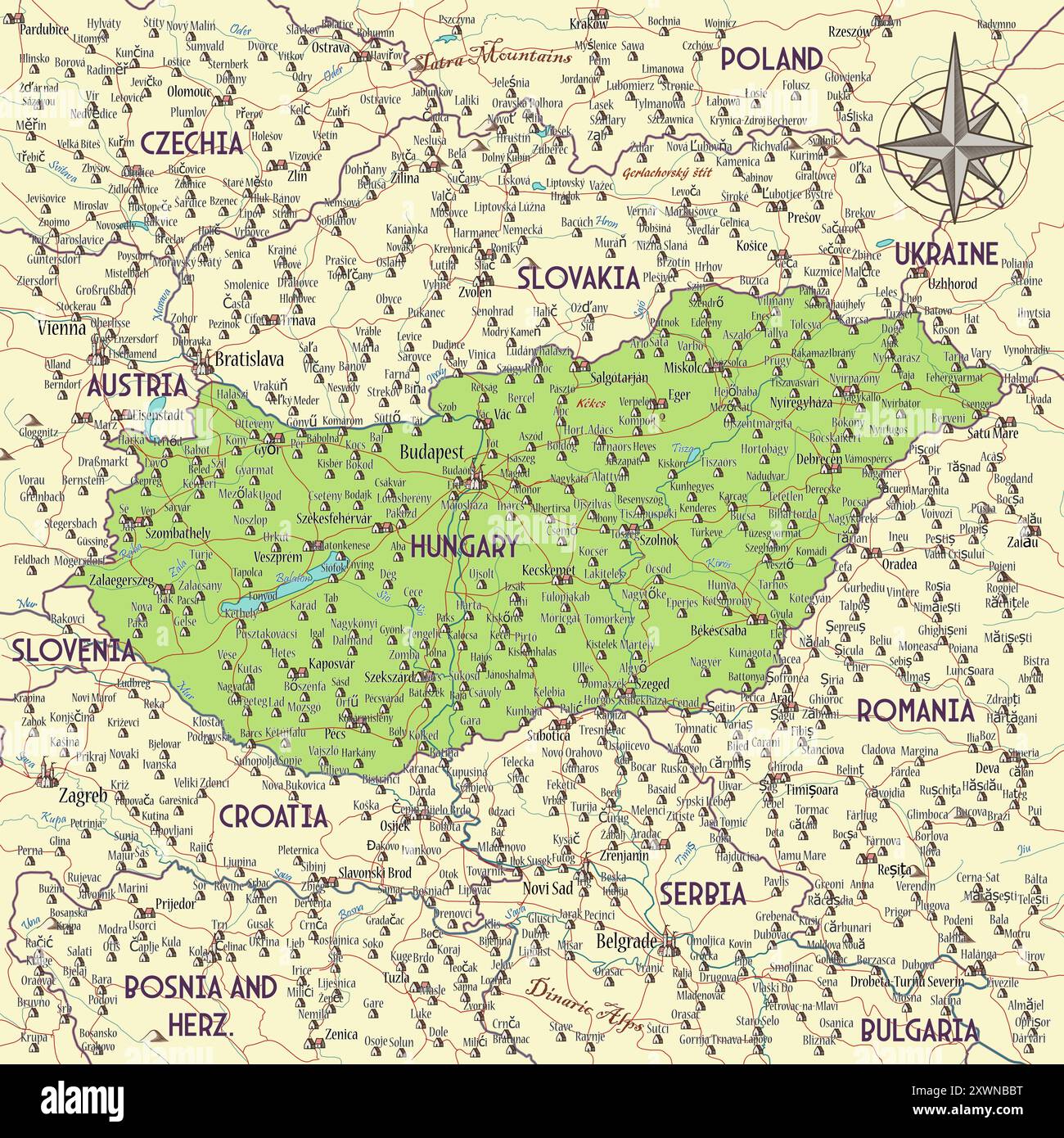 Map of Hungary vintage fantasy style Stock Vector Image & Art - Alamy