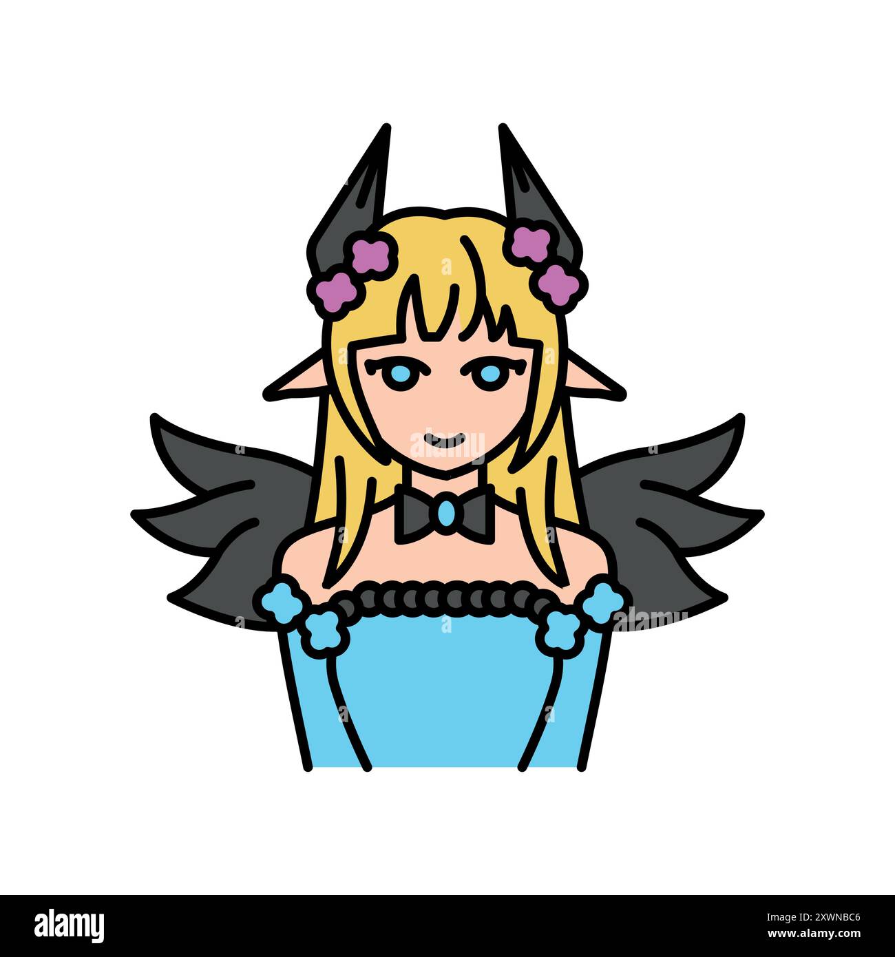 Slice of Life genre of manga color line icon. Character in anime style ...