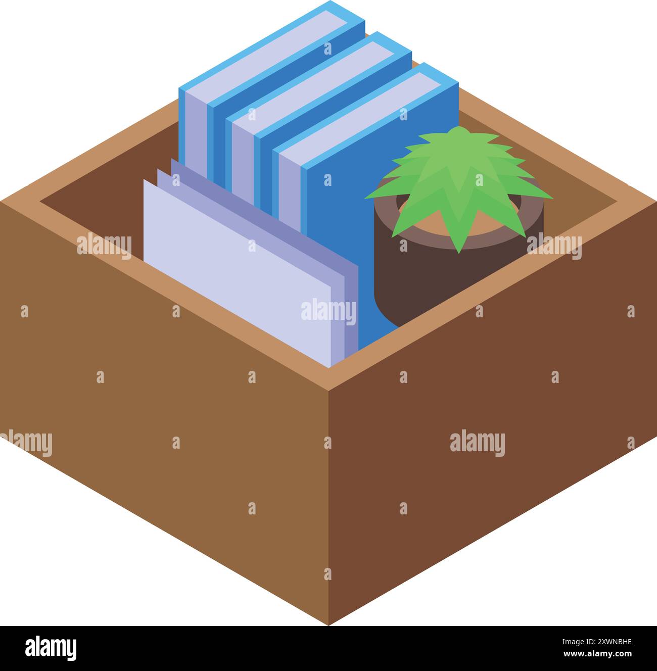 Office desk drawer organizing books, documents, and a plant Stock ...