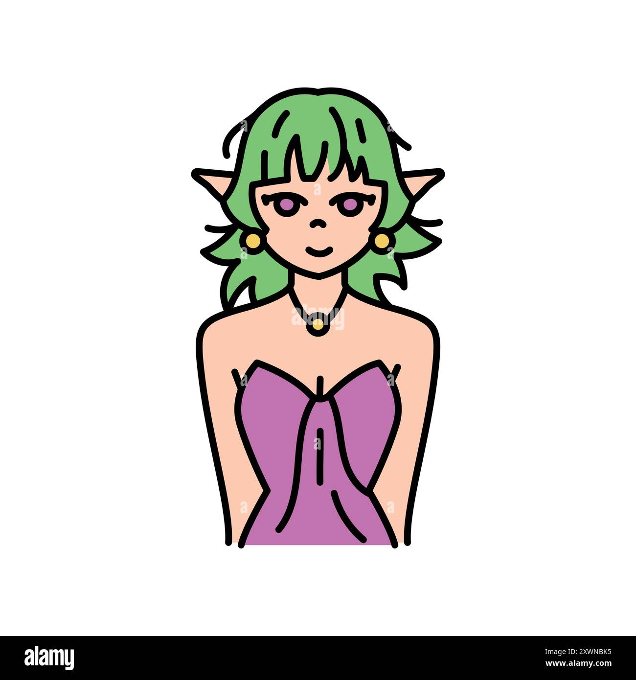 Isekai genre of manga color line icon. Character in anime style. Vector ...