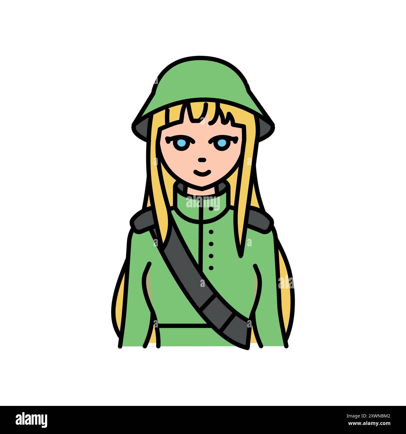 Historical genre of manga color line icon. Character in anime style ...