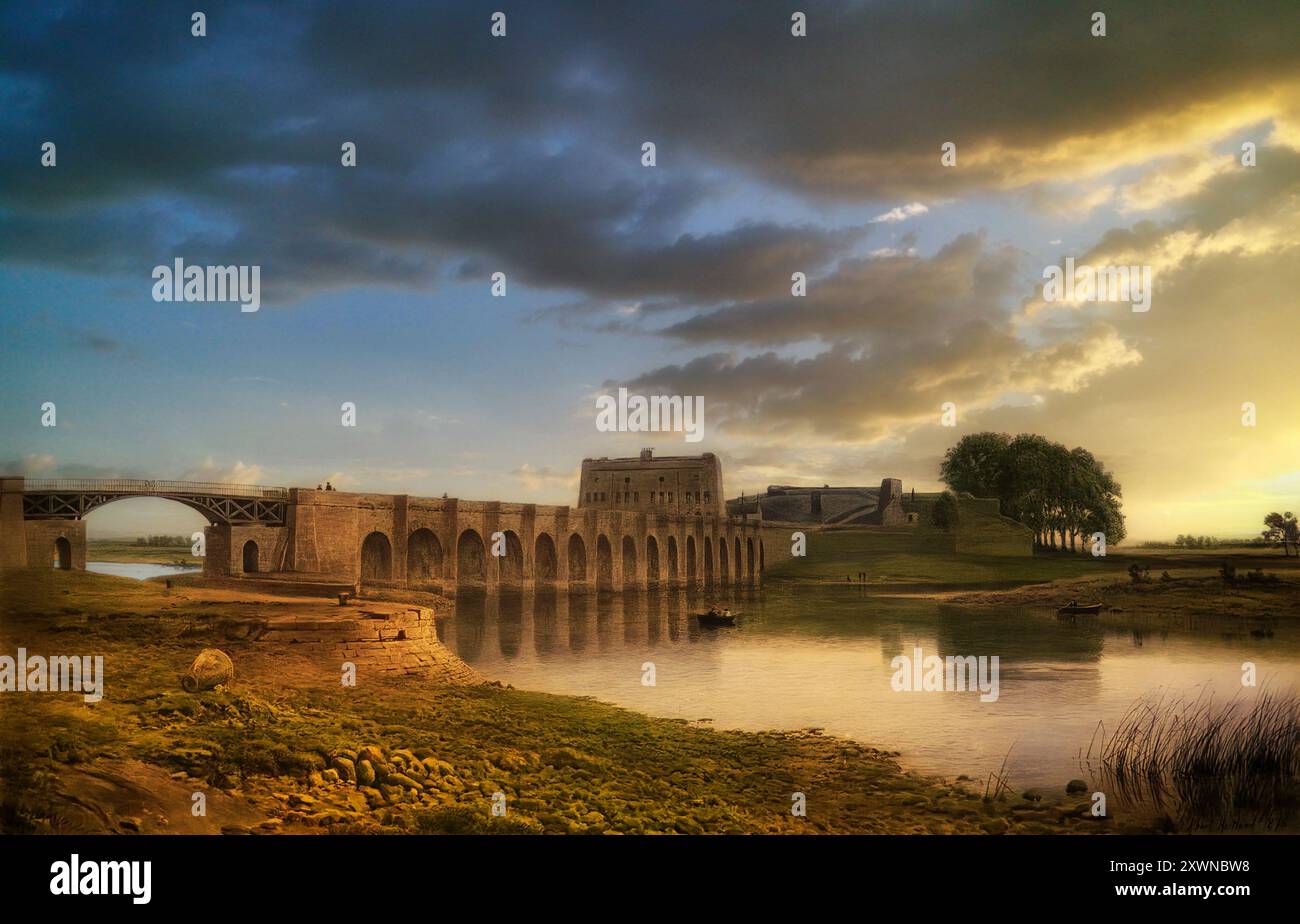Shannon Bridge built in 1757 in County Offaly, Ireland. The bridge over ...