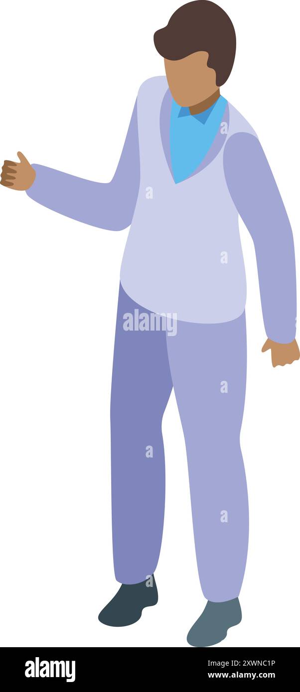 Young man giving thumbs up approving good idea isometric icon Stock ...
