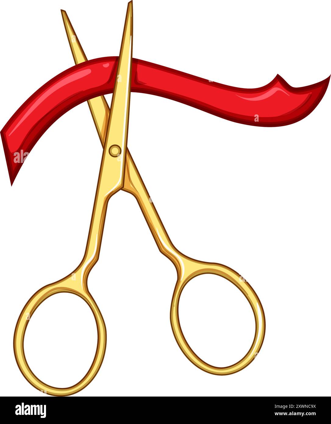 cutting gold scissor cartoon vector illustration Stock Vector Image ...