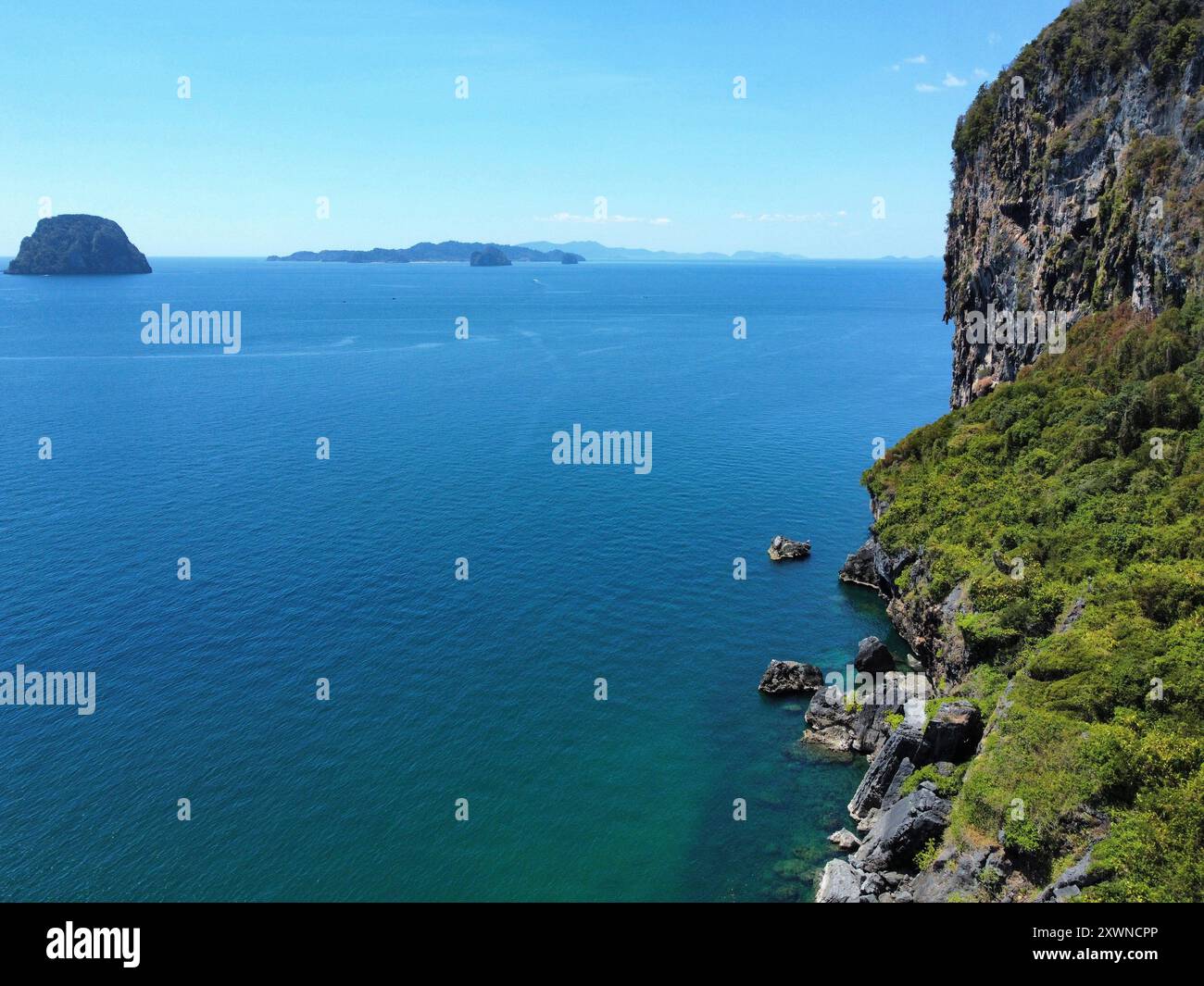 Aerial view of the cliffs of the Sabai beach on the Ko Muk tropical ...