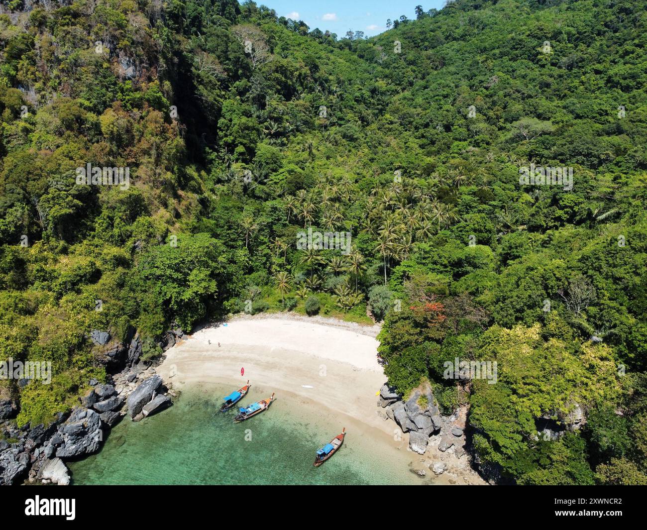 Aerial view of the Sabai beach on Ko Muk, an exclusive beach only ...