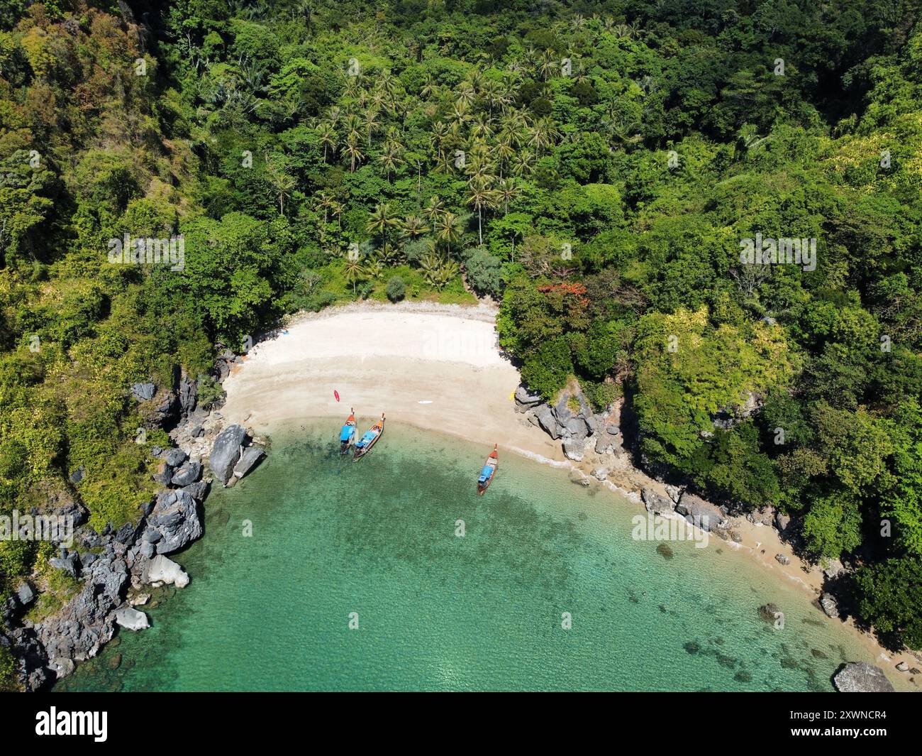 Aerial view of the Sabai beach on Ko Muk, an exclusive beach only ...
