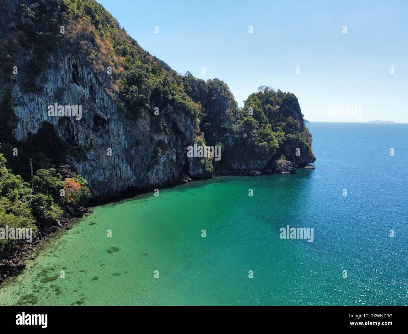 Aerial view of the limestone mountains of the Sabai Beach in Koh Mook ...
