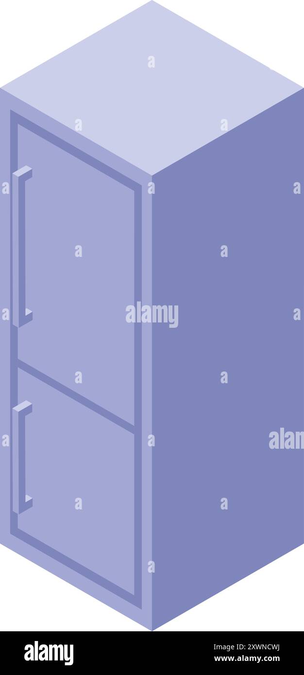 Isometric illustration of a modern two door refrigerator, ideal for ...
