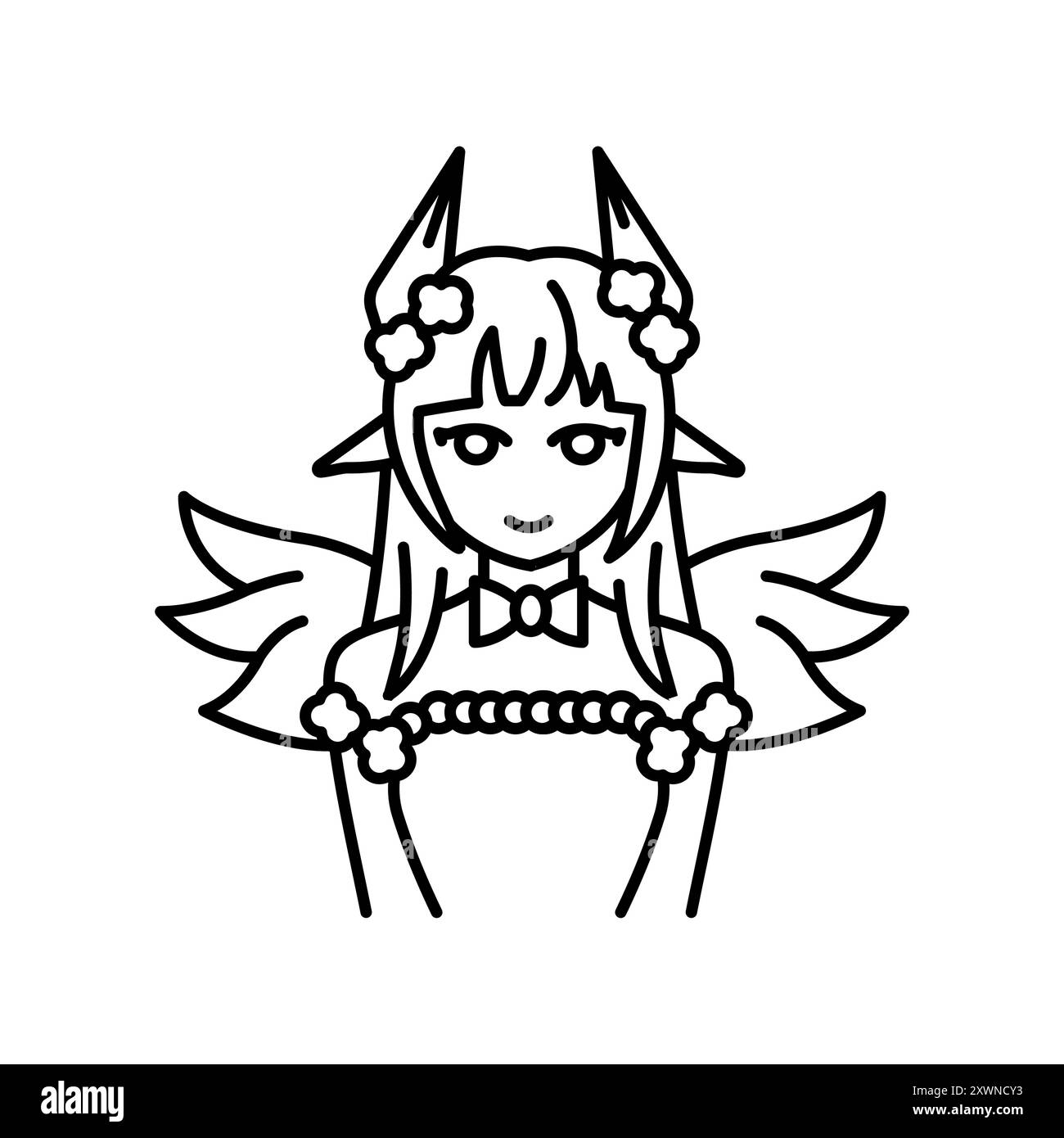 Slice of Life genre of manga color line icon. Character in anime style ...