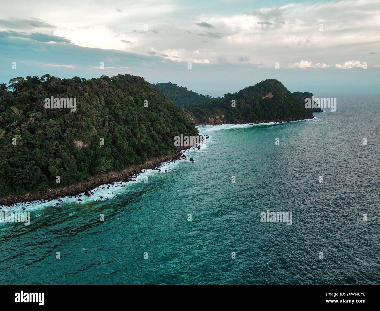 Koh Kradan island view from the west in on a wavy day of the rainy ...