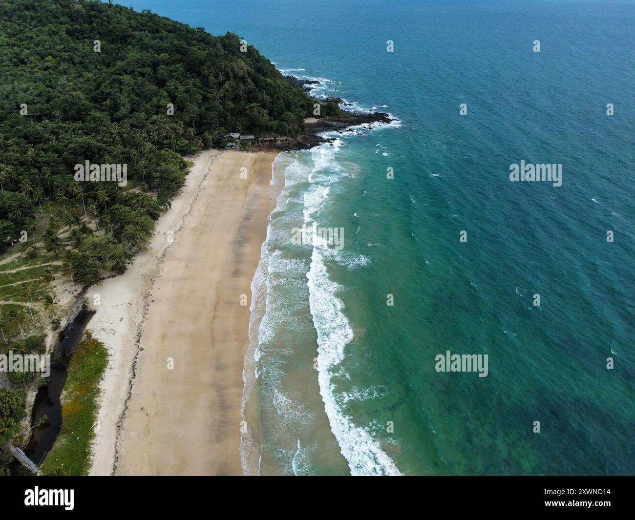 Aerial view of the Charlie Beach on Koh Mook on a windy day of the ...