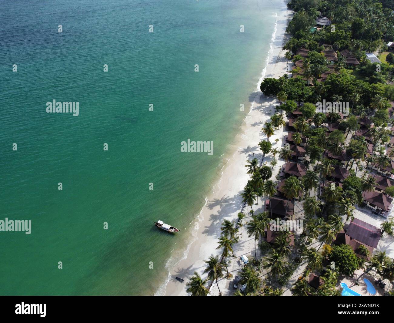 Aerial view of the Pearl Beach on Ko Muk or Koh Mook, a tropical island ...