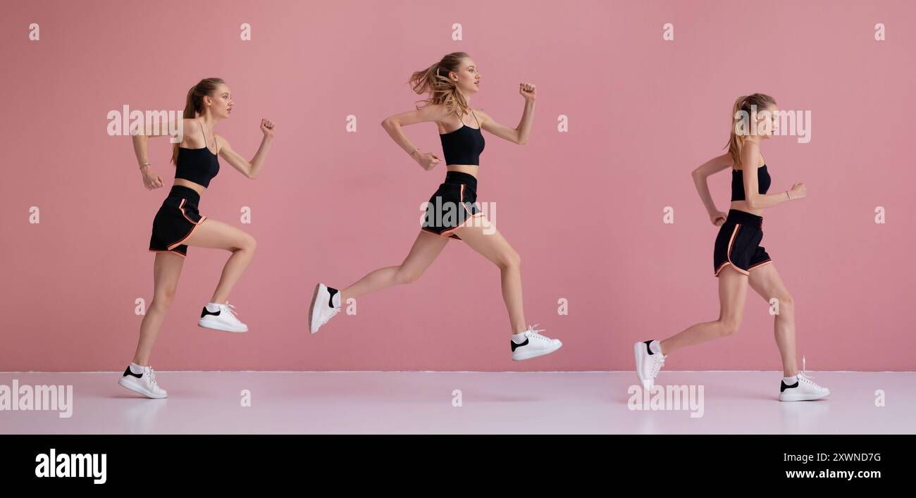 Woman runner running fast exercising hi-res stock photography and ...