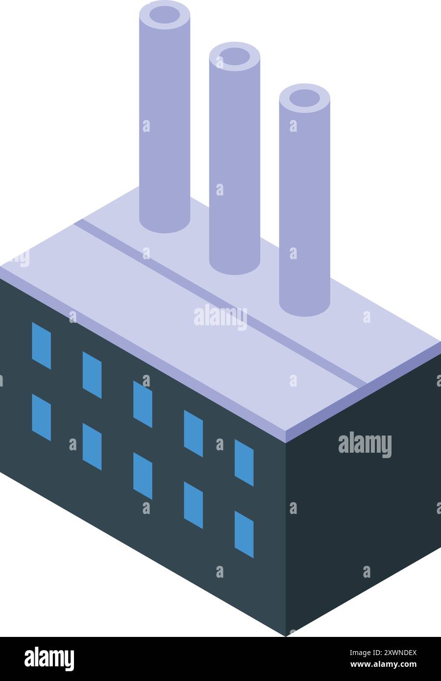 Modern isometric factory building emitting pollution from smokestacks ...