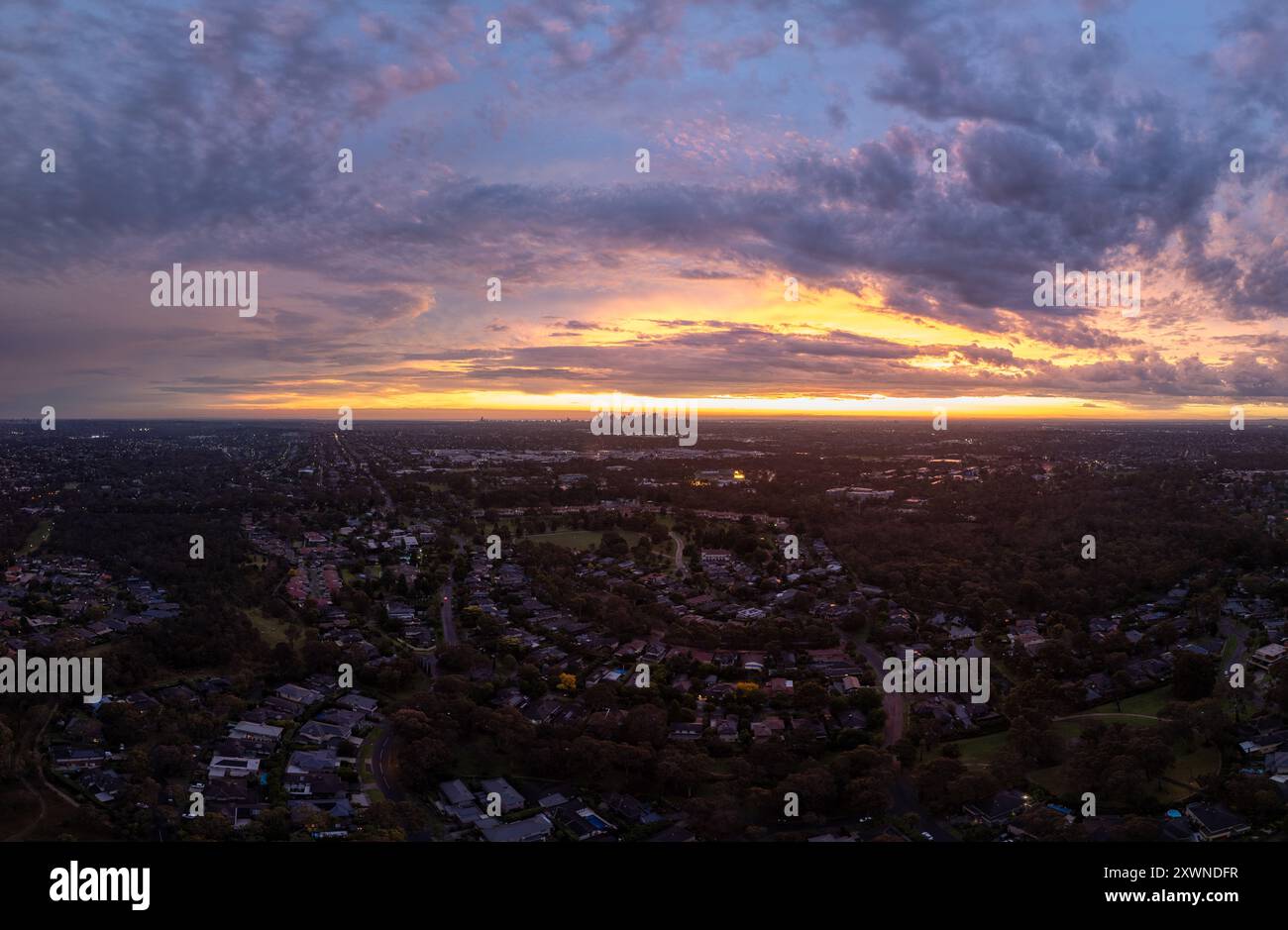 Drone view sunset over la hi-res stock photography and images - Alamy